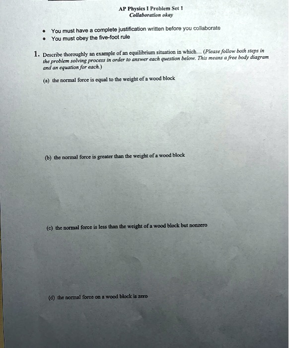 SOLVED: AP Physics Problem Set 1 Collaboration You must have complete ...
