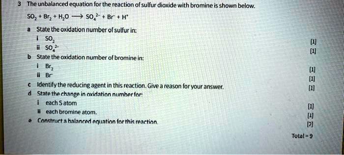 SOLVED: The unbalanced equation for the reaction of sulfur dioxide with ...