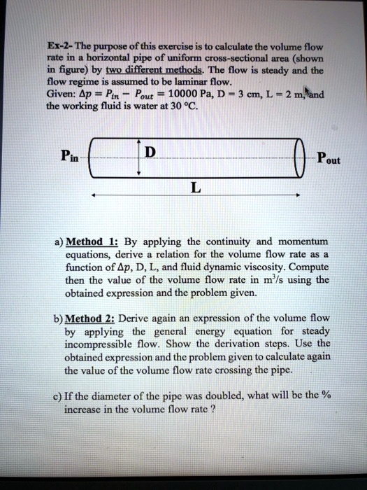 Ex-2-The purpose of this exercise is to calculate the volume flow rate in a horizontal pipe of ...