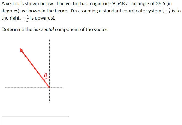 SOLVED: A vector is Shown below: The vector has magnitude 9.548 at an ...
