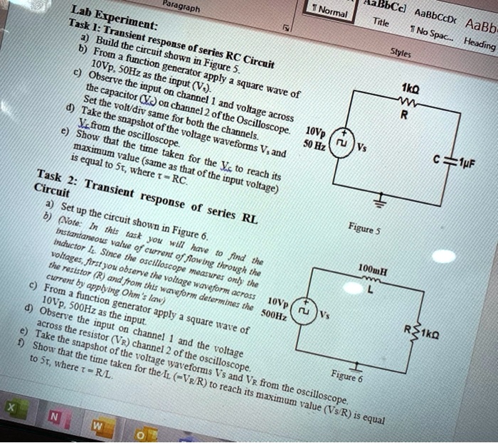 SOLVED: Lab Experiment: Transient Response of Series RC Circuit Build the circuit shown in ...