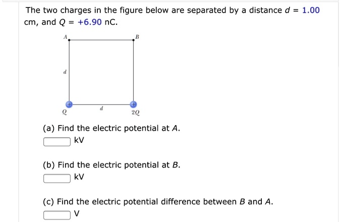 SOLVED: The two charges in the figure below are separated by a distance d 1.00 cm, and Q = +6.90 ...