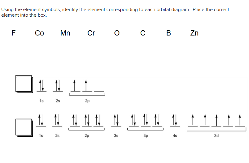 Using the element symbols, identify the element corresponding to each ...