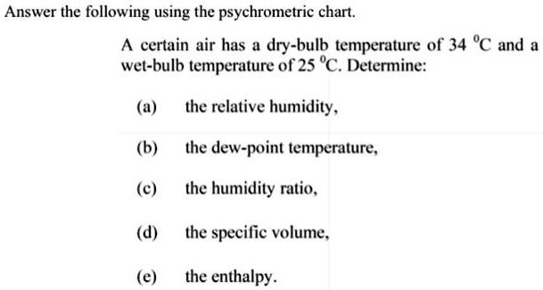 SOLVED: Answer the following using the psychrometric chart: A certain air has dry-bulb ...