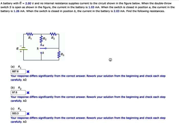 SOLVED: A battery with E=2.00 V and no internal resistance supplies ...