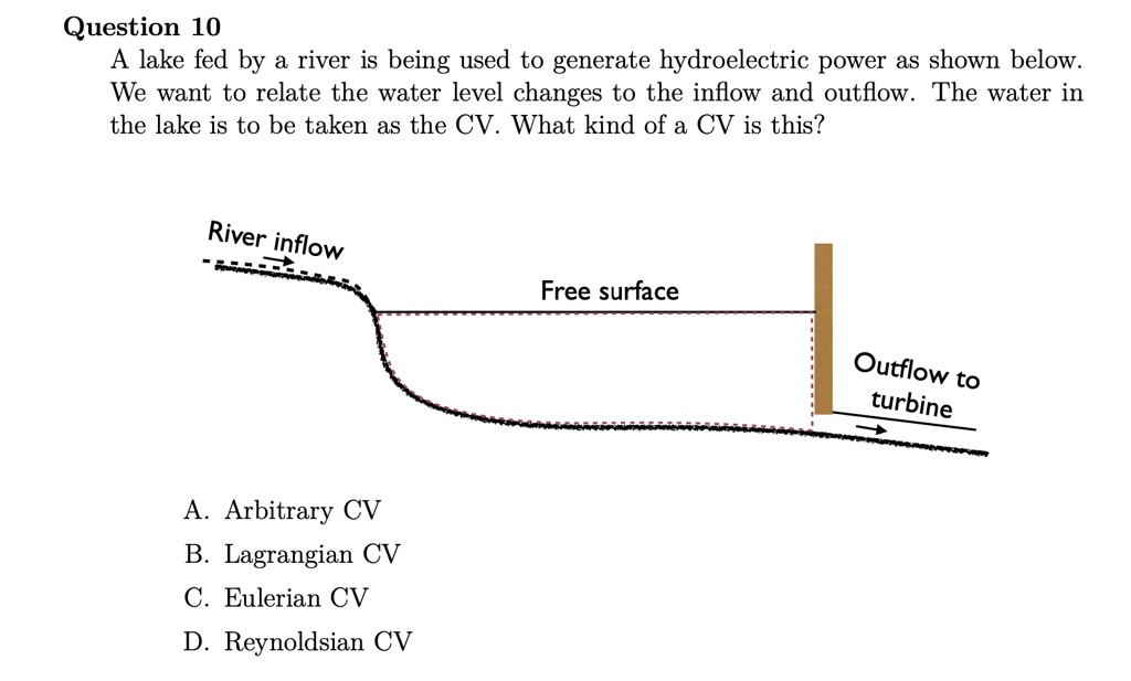 SOLVED: Question 10: A lake fed by a river is being used to generate ...