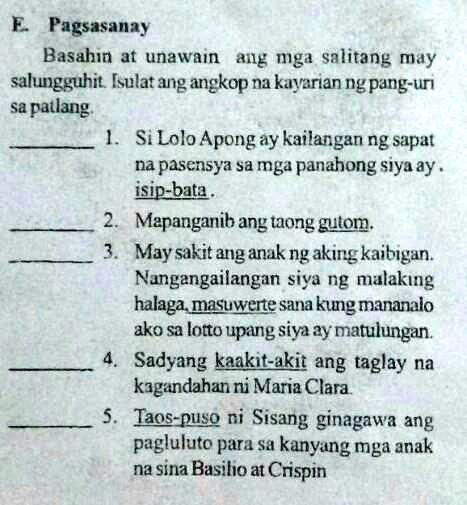 SOLVED: Ate cin po sasagut plss Pagsasanay Basahin at unawam ang mga ... SOLVED: Ate cin po sasagut plss Pagsasanay Basahin at unawam ang mga ...