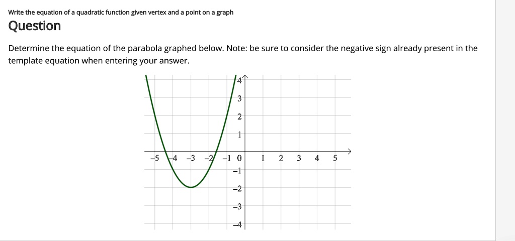 SOLVED:Write the equation of a quadratic function given vertex and ...
