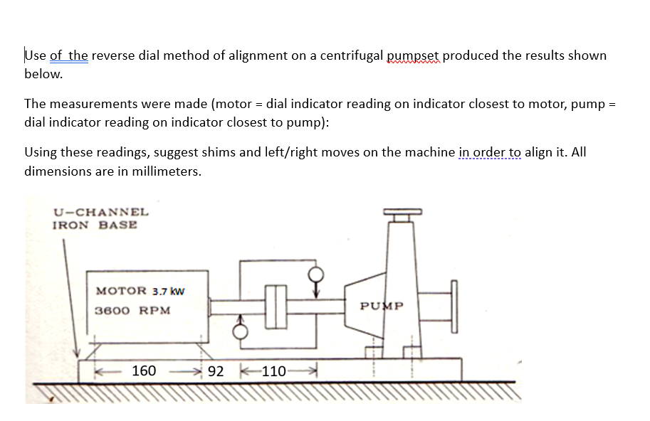 Use of the reverse dial method of alignment on a centrifugal pumpset ...