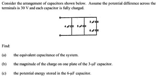 Consider the arrangement of capacitors shown below. Assume the potential difference across the ...