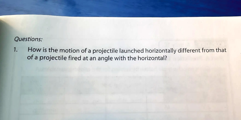 SOLVED: Questions: How is the motion of a projectile launched horizontally different from that ...