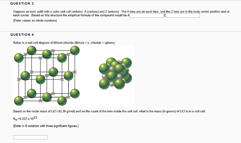 SOLVED: Suppose an ionic solid with a cubic unit cell contains (cations ...