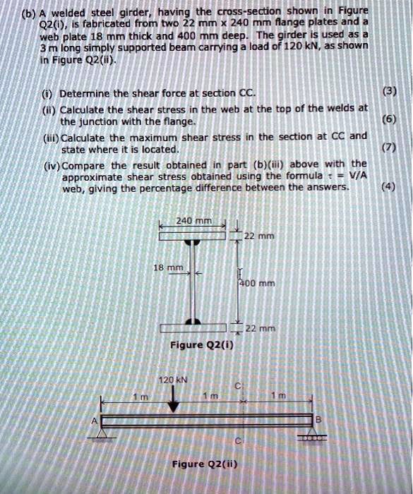 SOLVED: A welded steel girder, having the cross-section shown in Figure ...