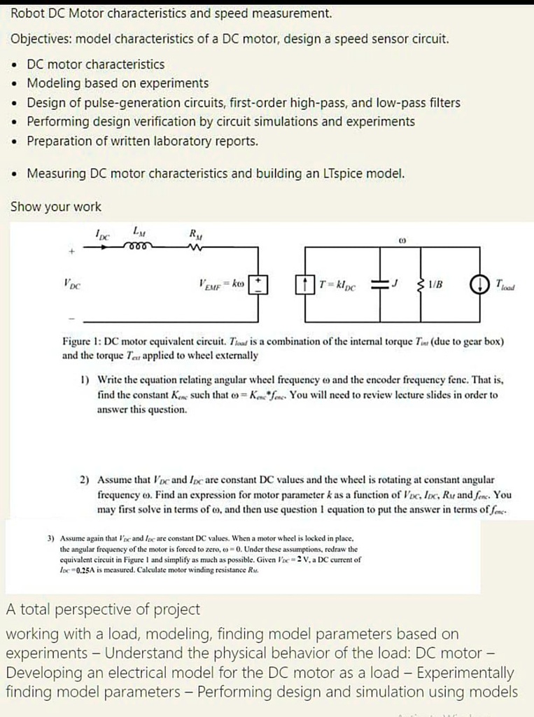 SOLVED: Robot DC Motor characteristics and speed measurement ...