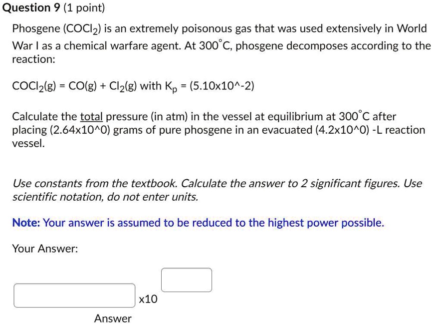 SOLVED:Question 9 (1 point) Phosgene (COCIz) is an extremely poisonous ... SOLVED:Question 9 (1 point) Phosgene (COCIz) is an extremely poisonous ...