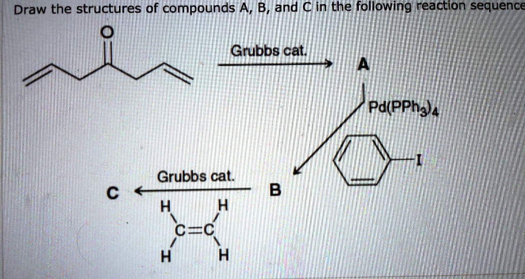 draw the structures of compounds a b and c in the following reaction sequence grubbs cat ...