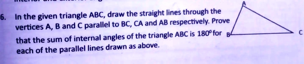 SOLVED: In the given triangle ABC, draw the straight lines through the vertices A, B and C ...
