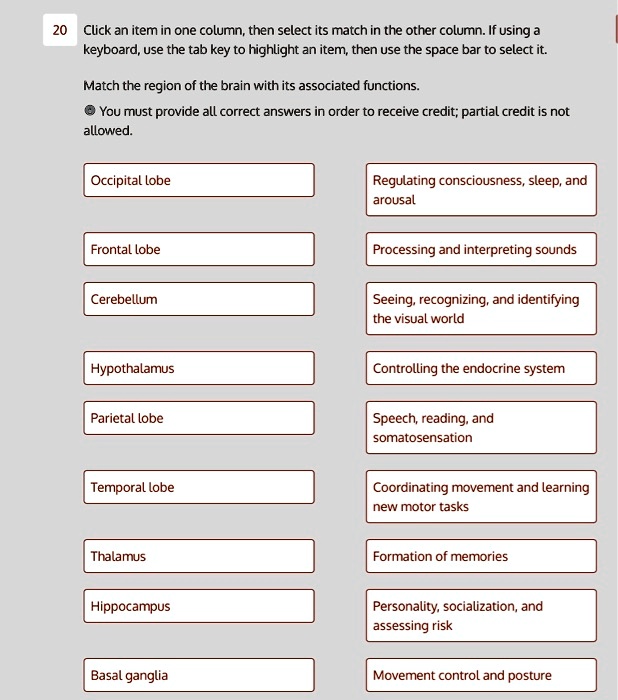 SOLVED: Click an item in one column; then select its match in the other ...