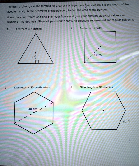 SOLVED: use the formula for area of polygon where the length of the For ...