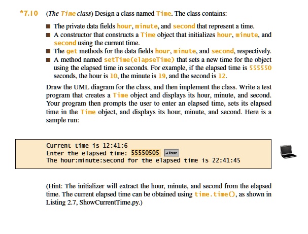 Solved 710 The Time Class Design A Class Named Time The Class Contains The Private Data 8006