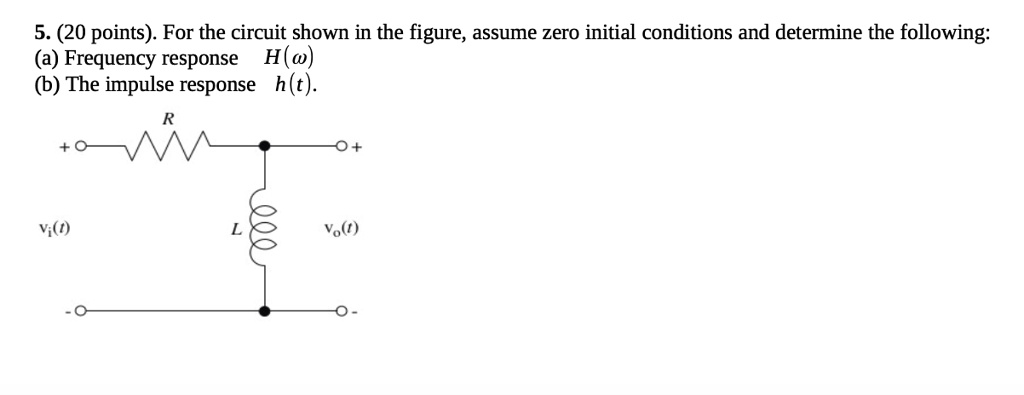 SOLVED: 5. (20 points). For the circuit shown in the figure, assume zero initial conditions and ...