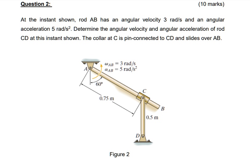 SOLVED: At the instant shown, rod AB has an angular velocity of 3 rad/s ...