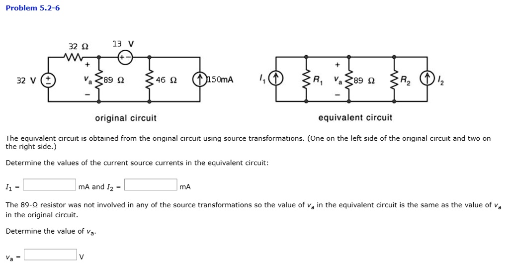 The equivalent circuit is obtained from the original circuit using source transformations. (One ...