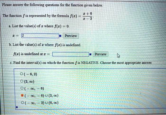 SOLVED:Please answer the following questions for the function given ...