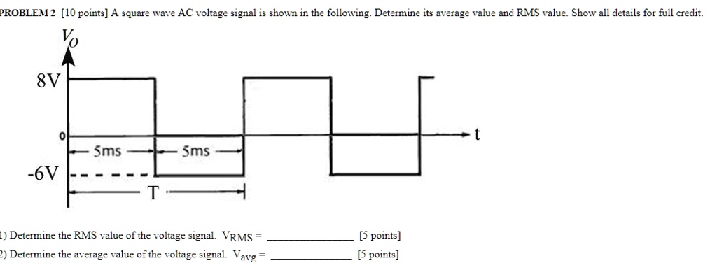 PROBLEM 2 [10 points] A square wave AC voltage signal is shown in the ...