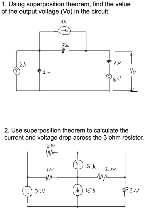 SOLVED: Using the superposition theorem, find the value of the output voltage (Vo) in the ...