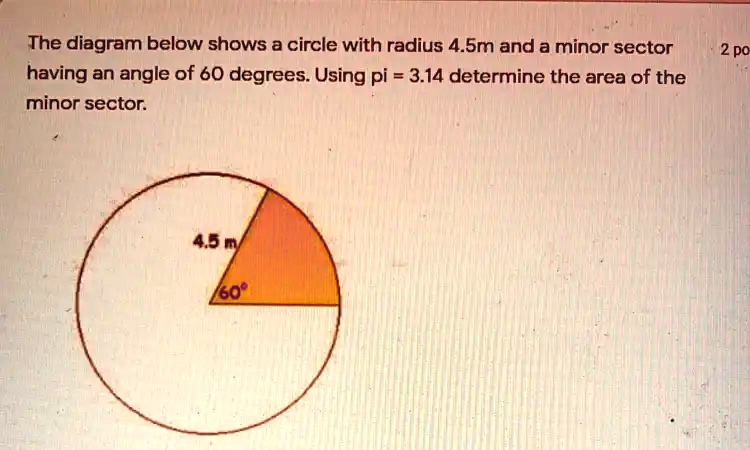 The diagram below shows a circle with radius 4.5m and a minor sector ...