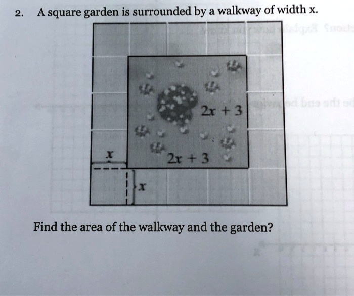 SOLVED: A square garden is surrounded by a walkway of width x 2r + 3 2 ...