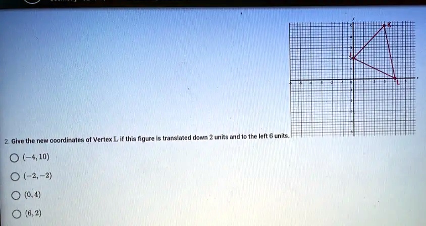2 give the new coordinates of vertex l if this figure is translated ...