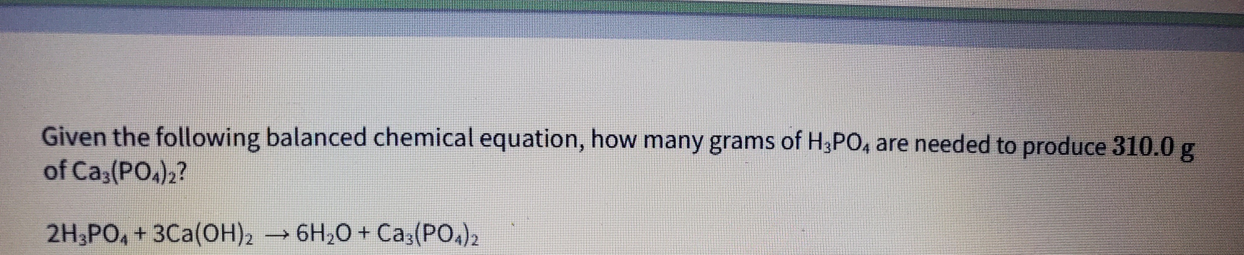 SOLVED: Given the following balanced chemical equation, how many grams ...