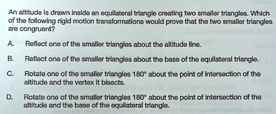 An altitude is drawn inside an equilateral triangle, creating two ...