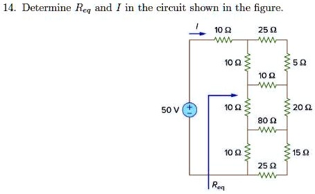14. Determine Req and I in the circuit shown in the figure.