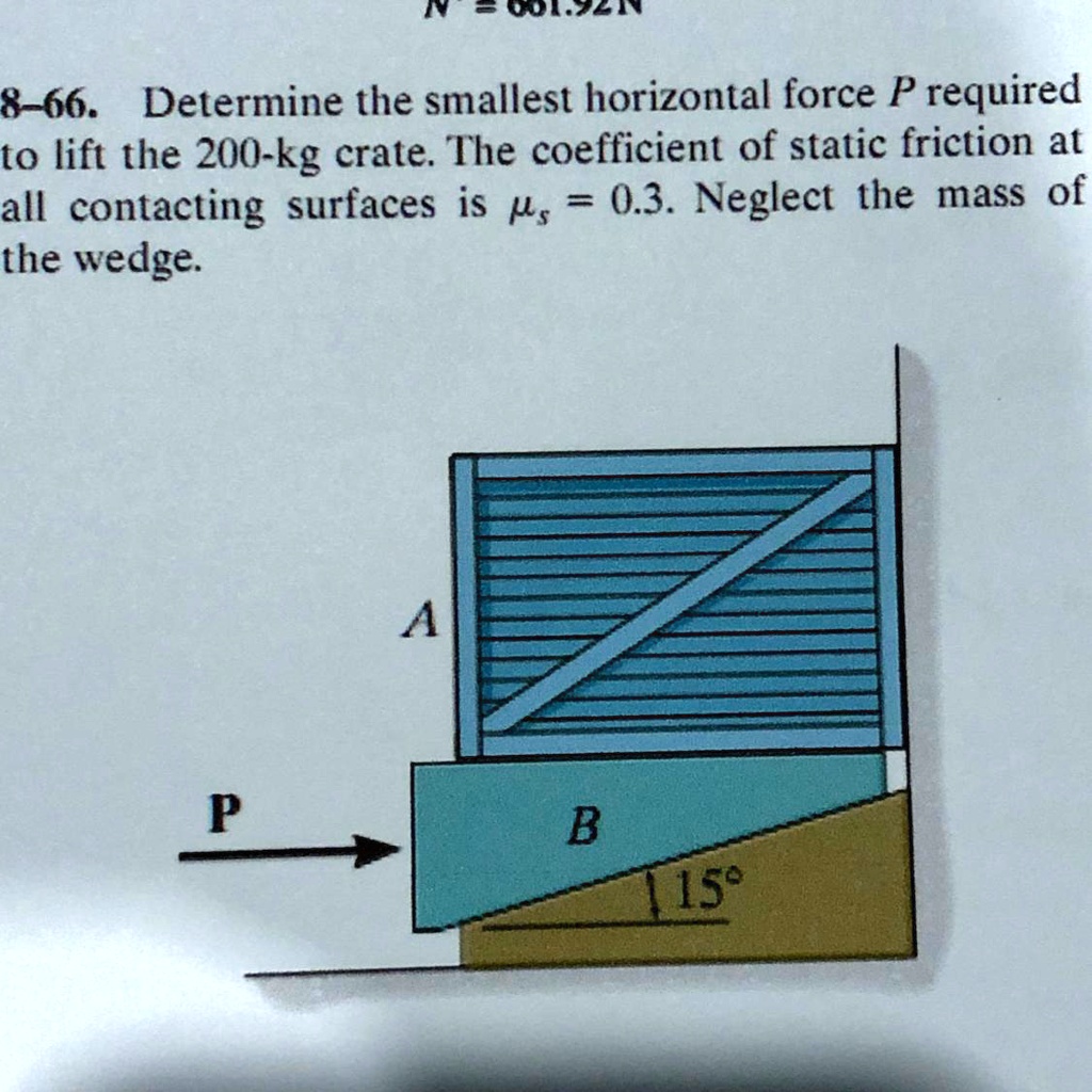 8-66. Determine the smallest horizontal force P required to lift the 200-kg crate. The ...