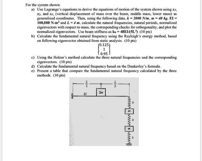 For The System Shown A Use Lagranges Equations To Derive The Equations Of Motion Of The
