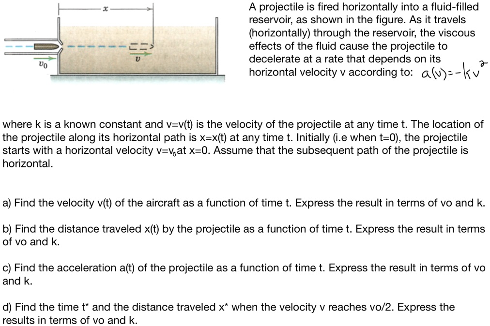 SOLVED: A projectile is fired horizontally into a fluid-filled ...