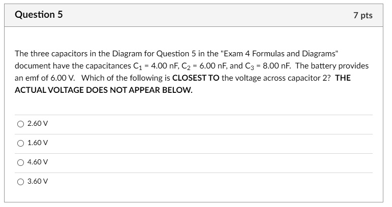 SOLVED: The three capacitors in the Diagram for Question 5 in the "Exam ...