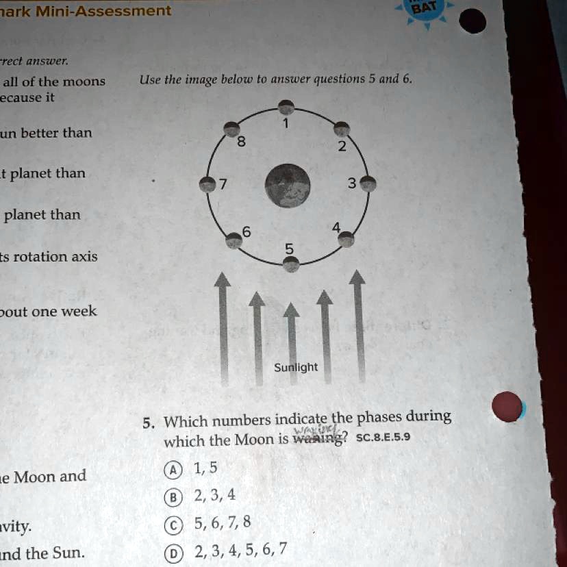 mark Mini-Assessment rect answer. all of the moons because it Use the ...