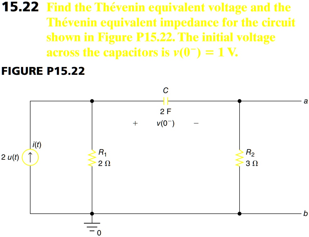 15.22 Find the Thévenin equivalent voltage and the Thévenin equivalent impedance for the circuit ...