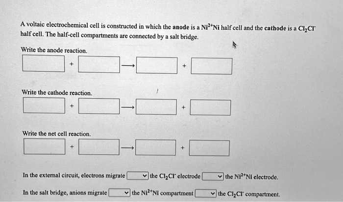 SOLVED: A voltaic electrochemical cell is constructed in which the ...