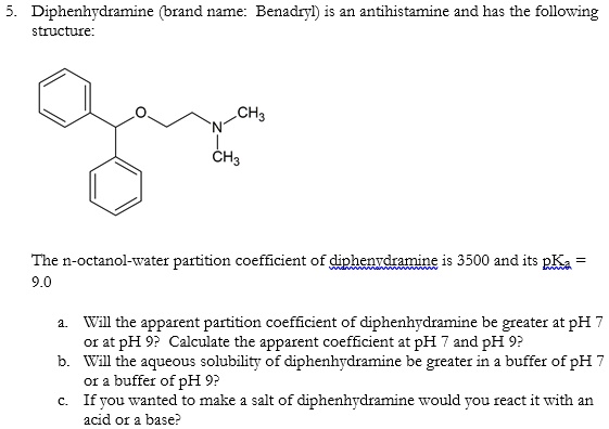 SOLVED: Diphenhydramine (brand name: Benadryl) is an antihistamine and ...