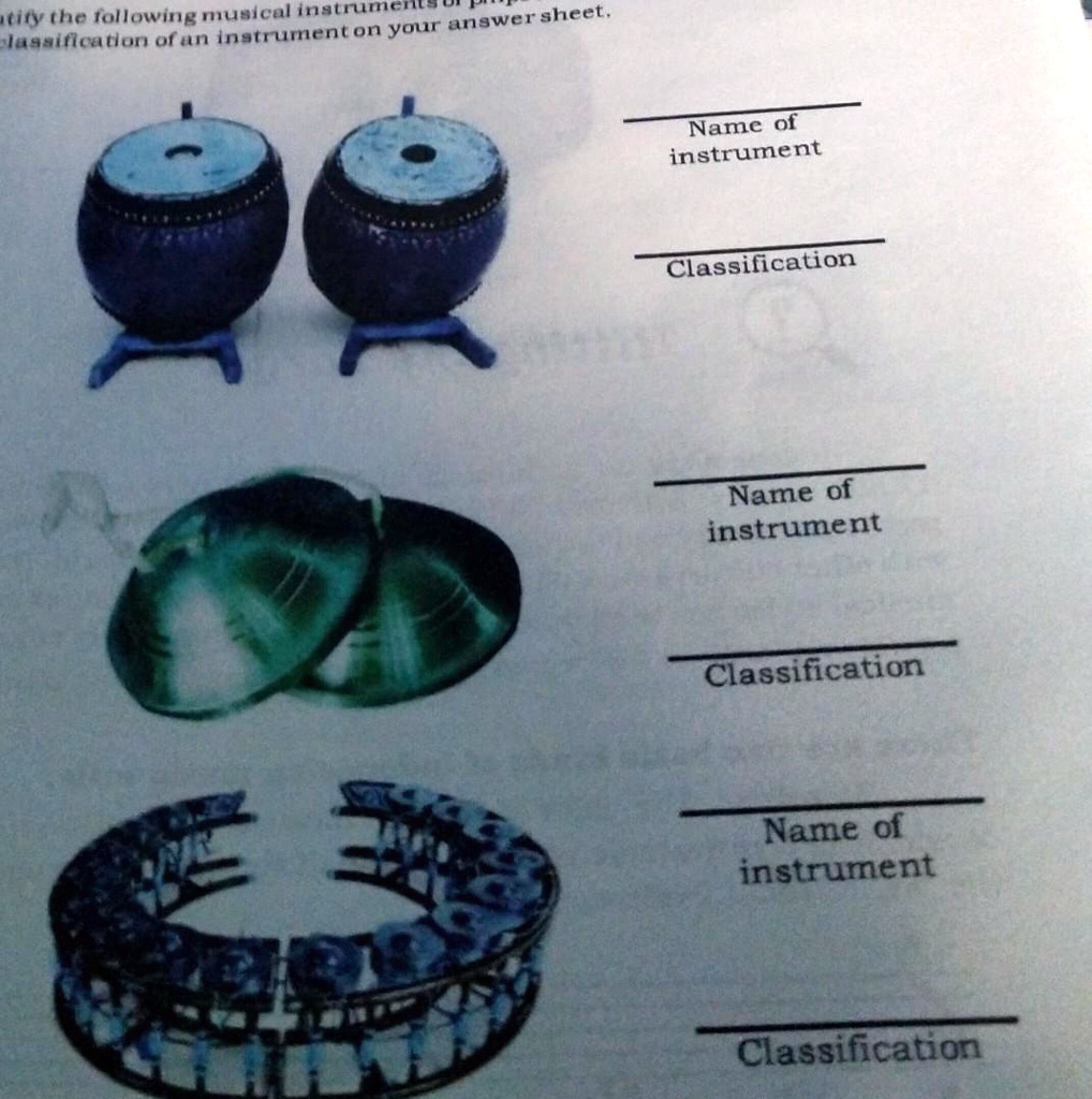 SOLVED: Name of instrument Classification Identify the following ...