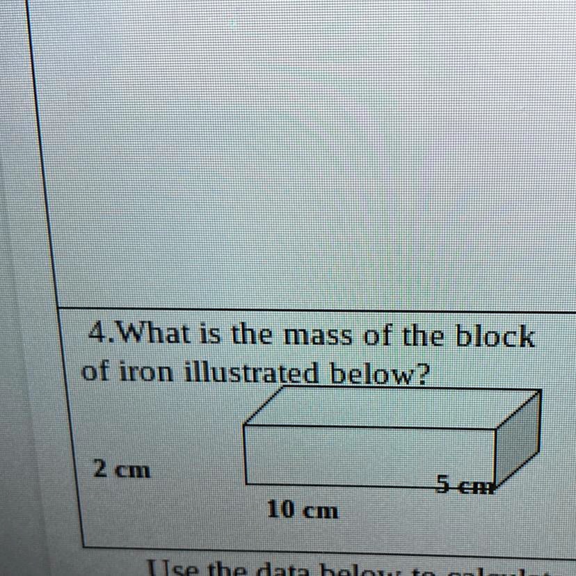 [GET ANSWER] 4.What is the mass of the block of iron illustrated below ...