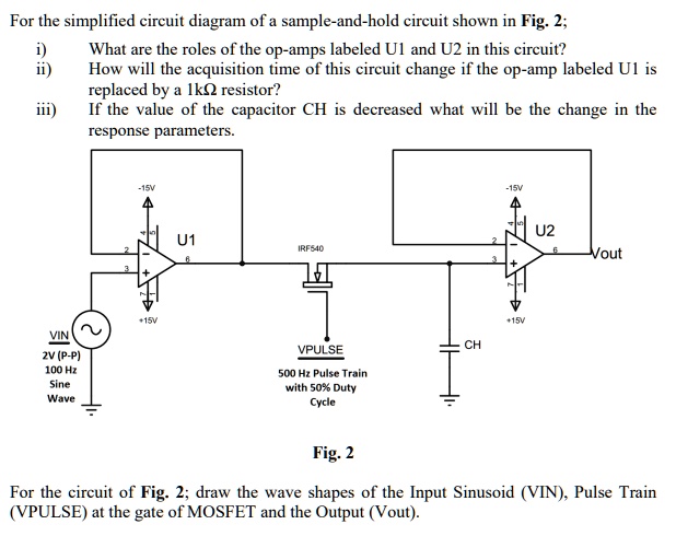 For the simplified circuit diagram of a sample-and-hold circuit shown ...