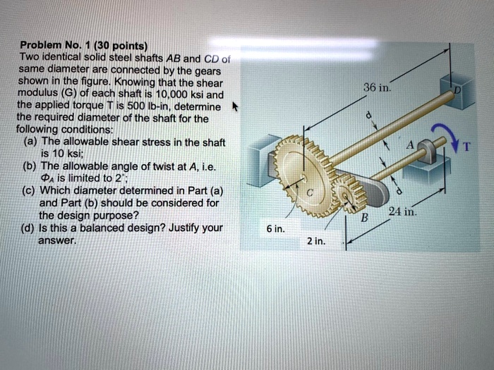 SOLVED: Problem No. 1 Two identical solid steel shafts AB and CD of the ...