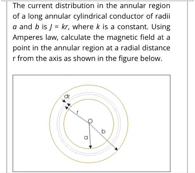 SOLVED: The current distribution in the annular region of a long ...
