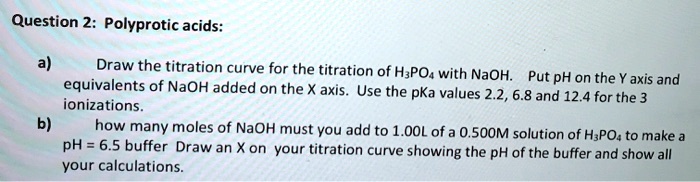 SOLVED: Question 2: Polyprotic acids: Draw the titration curve for the titration of H3PO4 with ...